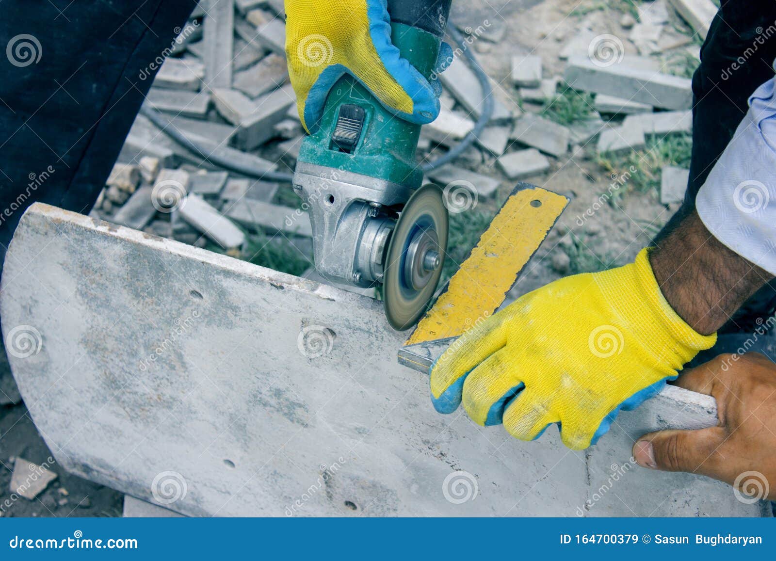 Manual Worker Work in Factory with Grinder Stock Image - Image of craft ...