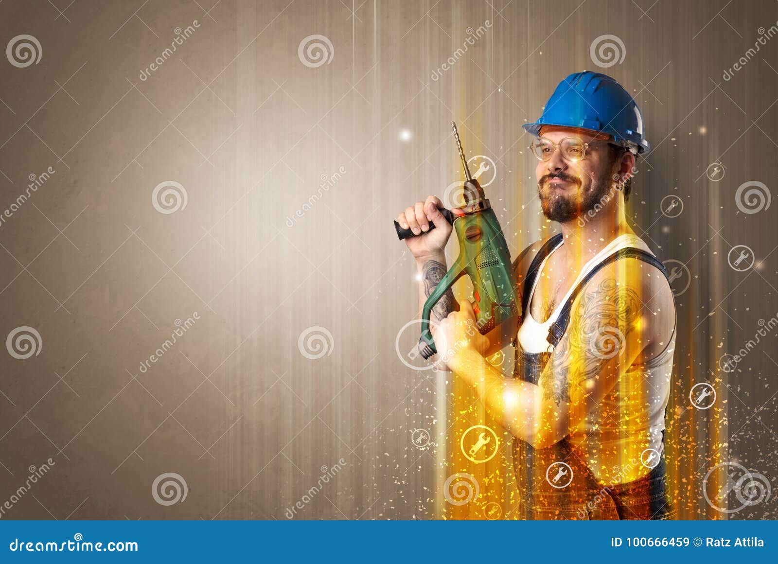 Manual Worker with Wrench Symbol. Stock Image - Image of physical ...