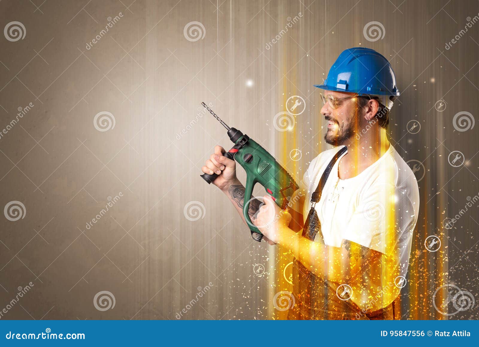 Manual Worker with Wrench Symbol. Stock Photo - Image of experience ...