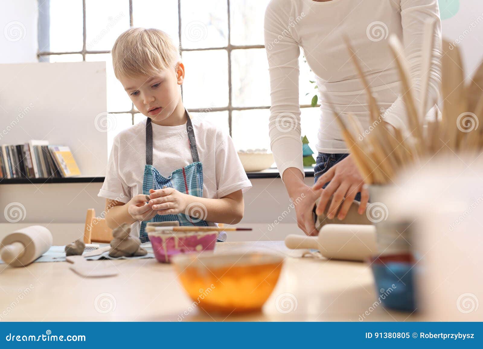 Manual Workshops for Children, Clay Molding Stock Image - Image of ...