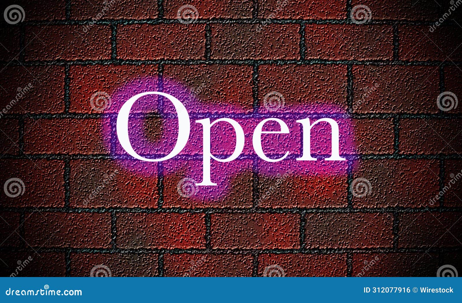 Manually Created Illustration of a Brick Wall with the Word Open in ...