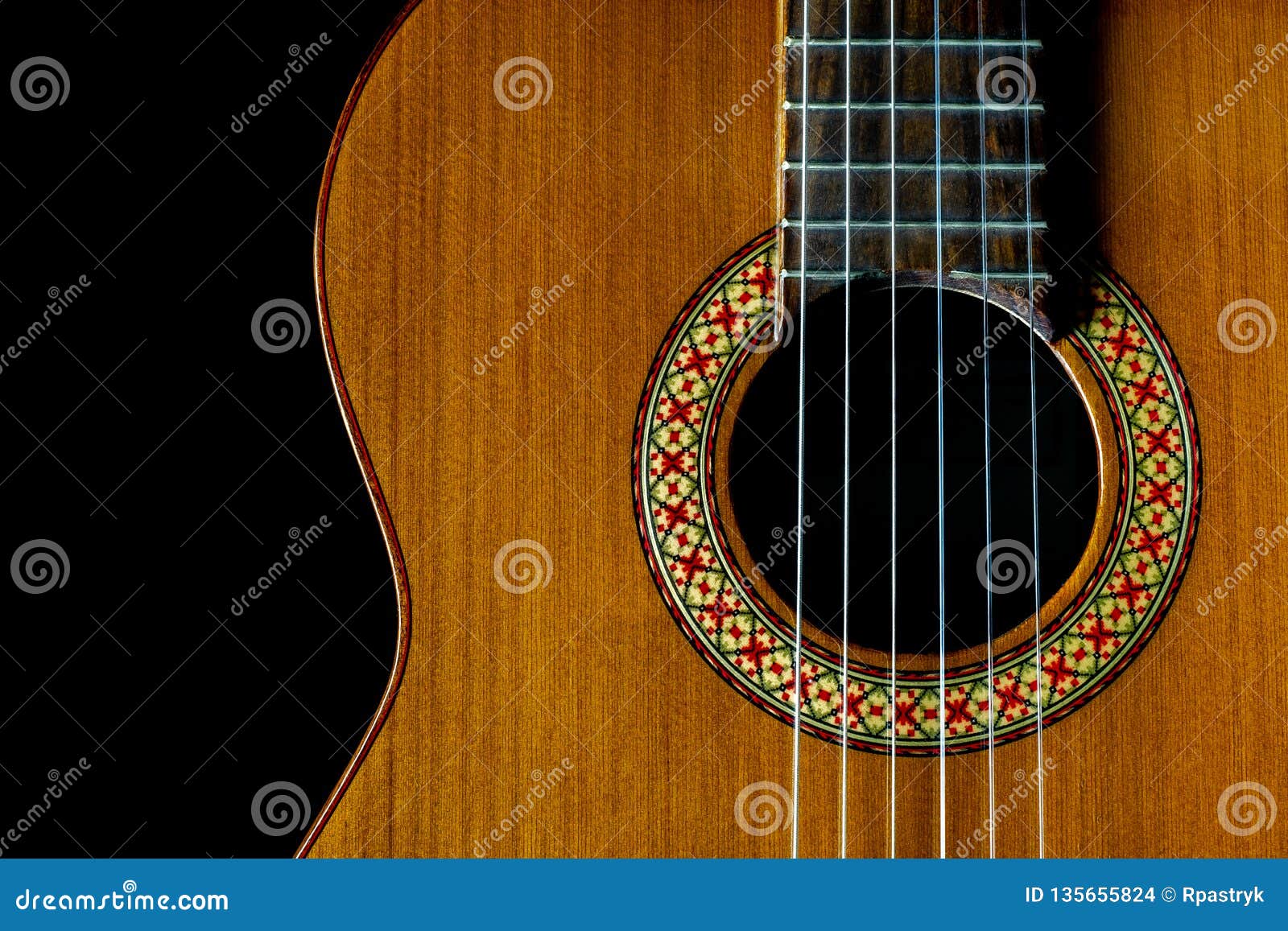 Manuel Rodriguez Model a Classical Guitar Dark Closeup, Copy Space ...
