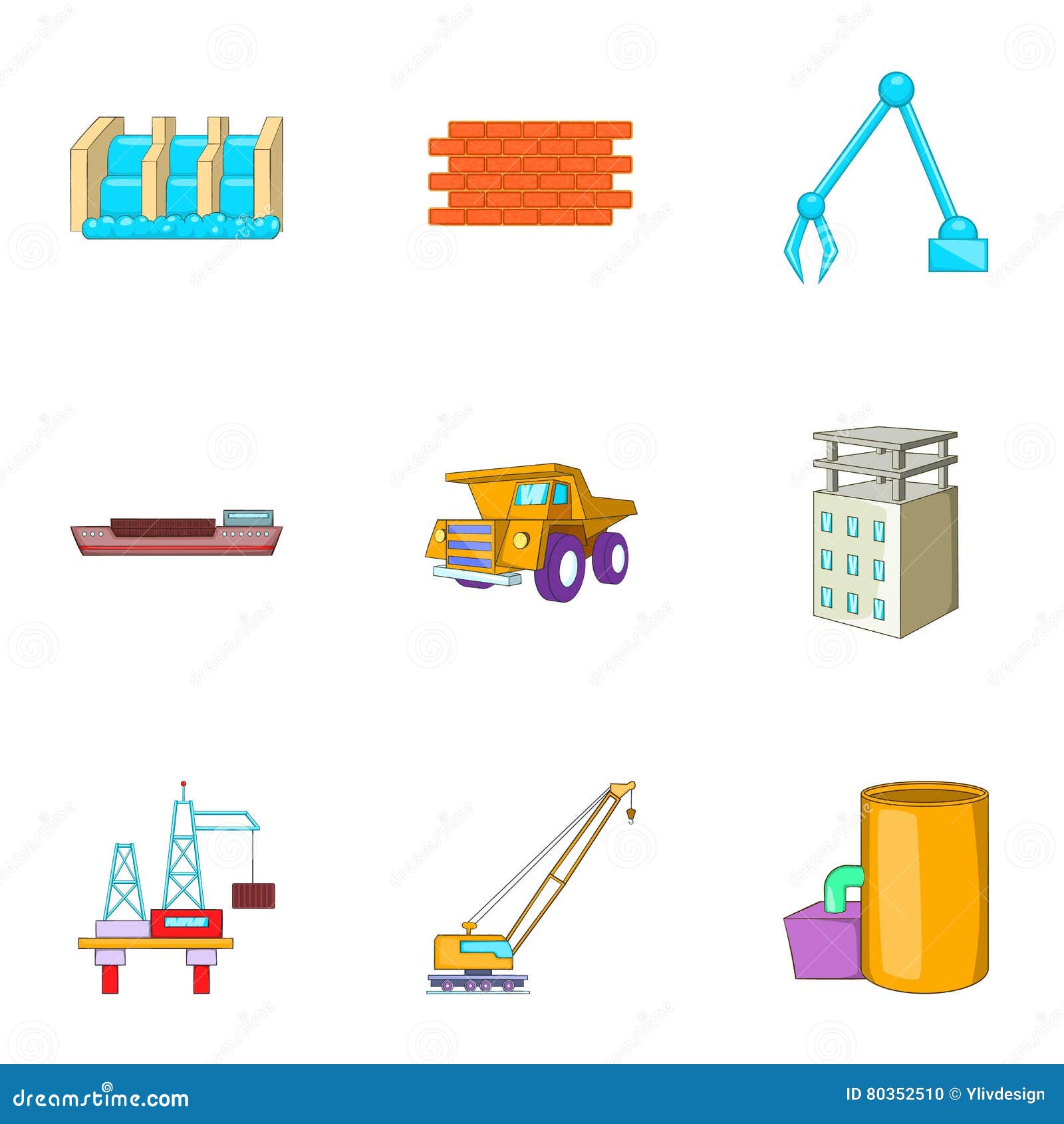Manufacture Icons Set, Cartoon Style Stock Vector - Illustration of ...