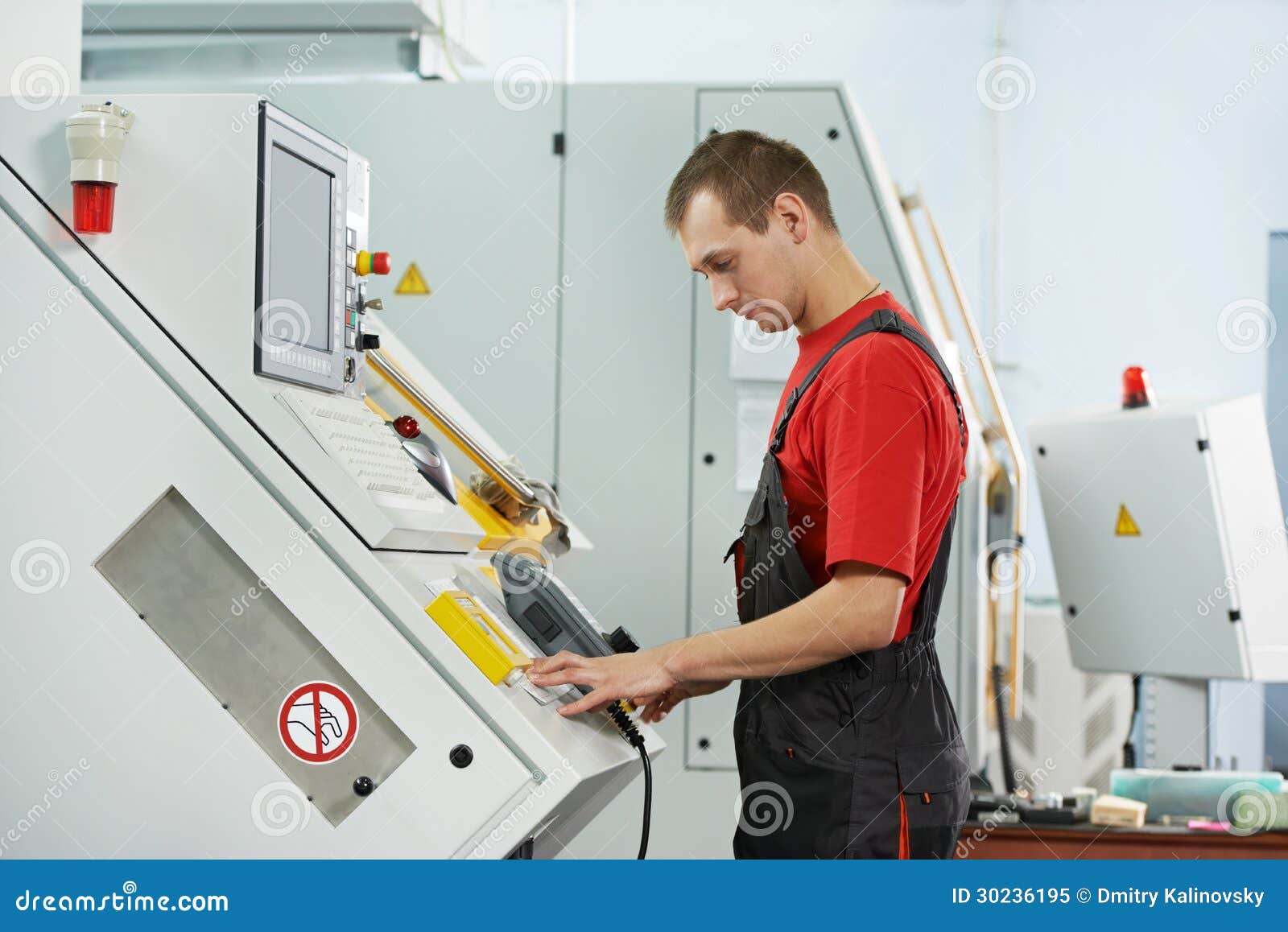 Industrial Worker at Tool Workshop Stock Image - Image of monitor ...