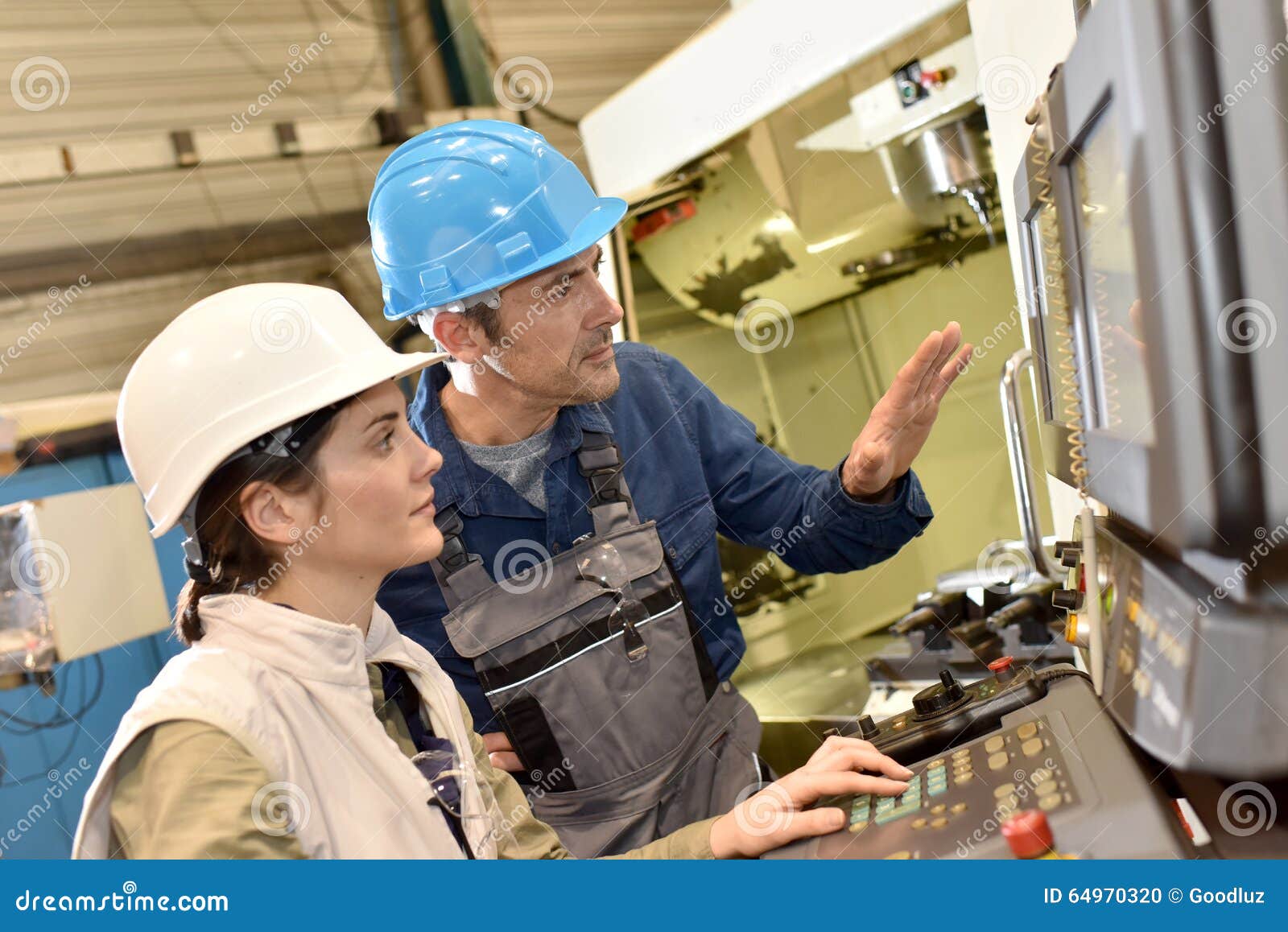 Manufacture Workers Setting Up Machinery Stock Photo - Image of ...