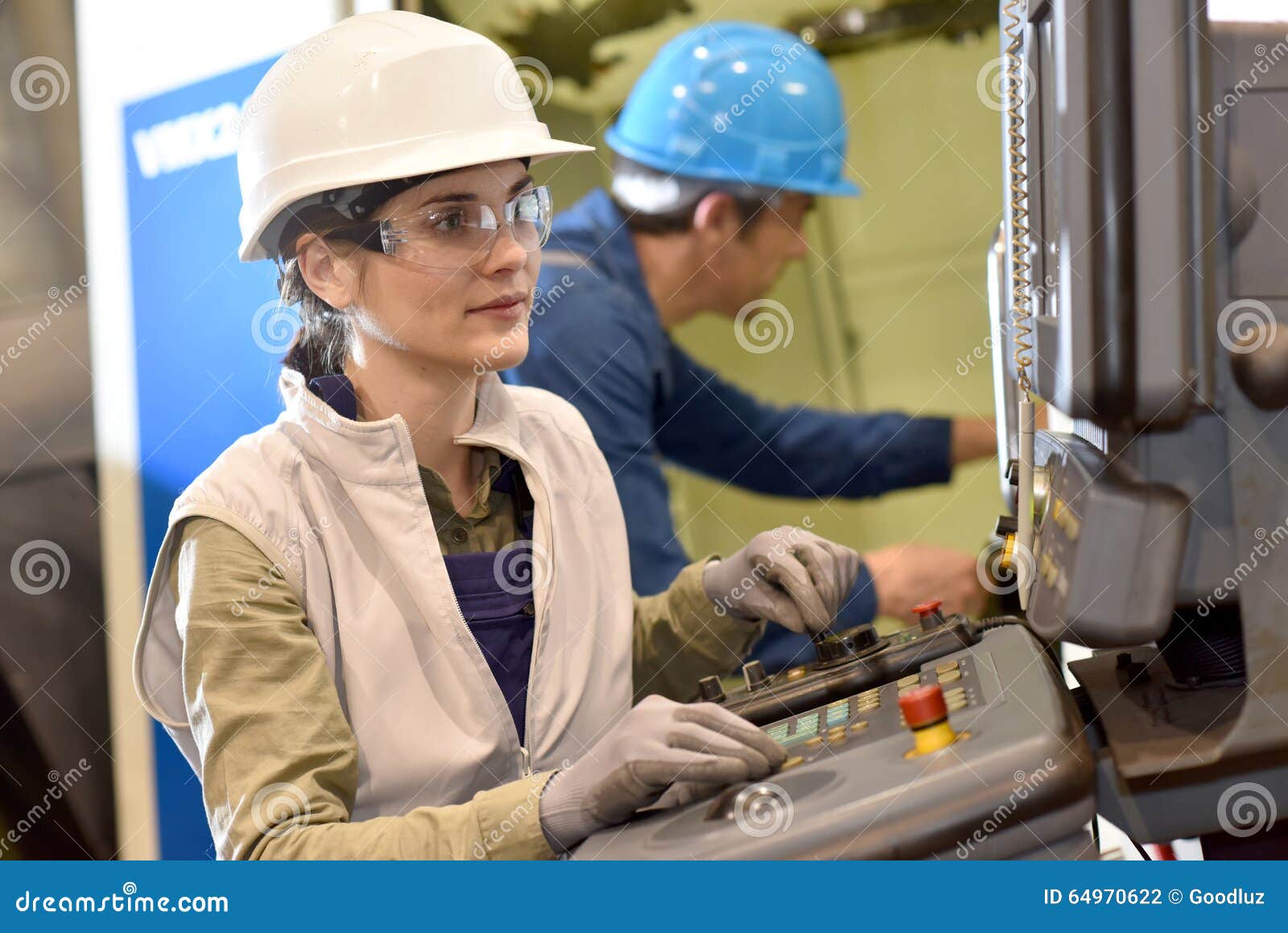 Manufacture Workers Setting Up Machines Stock Photo - Image of training ...