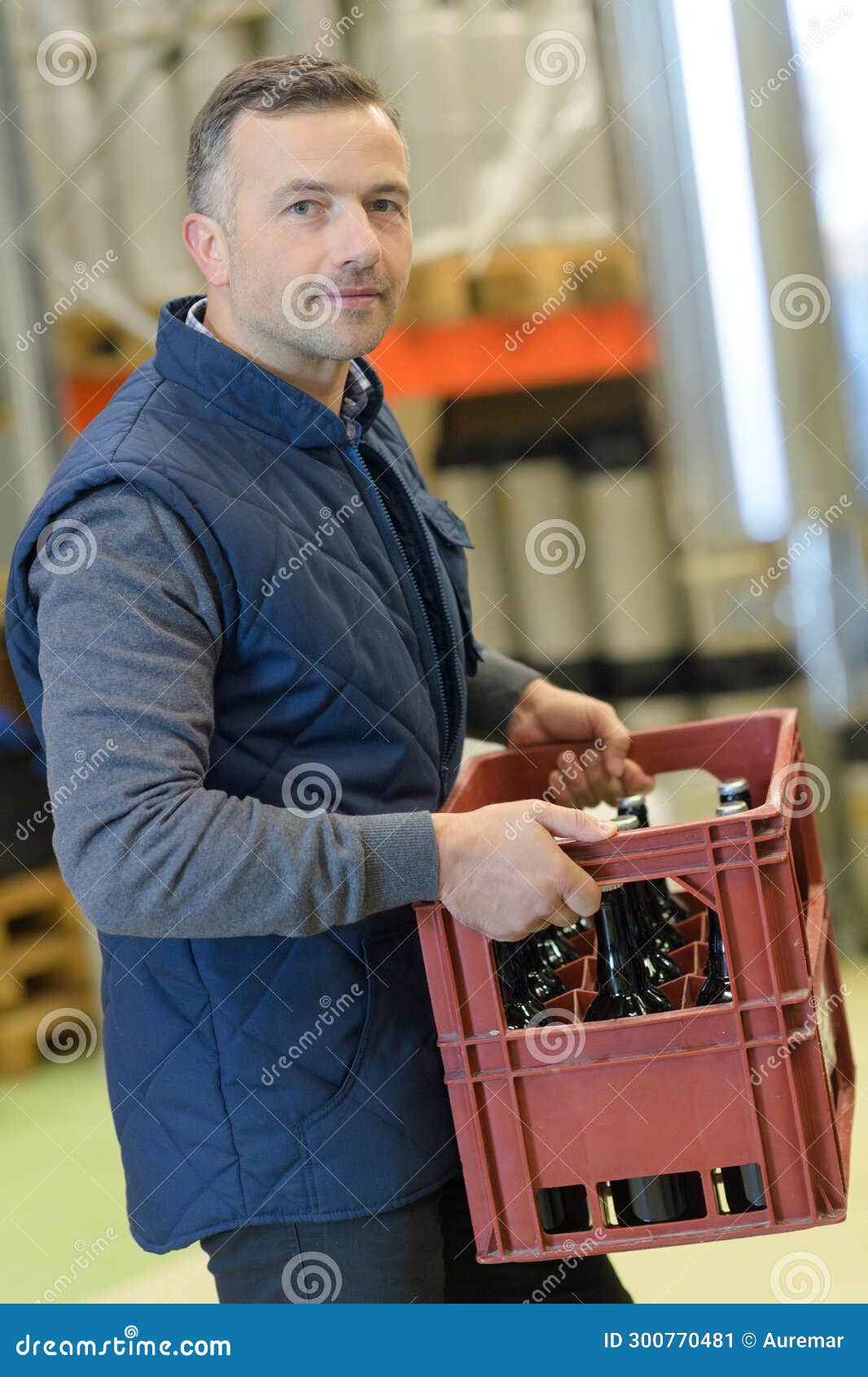 Manufacturer Carrying Bottles in Brewery Stock Image - Image of ...
