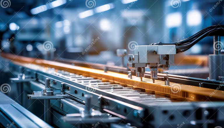 Manufacturing Assembly Line in Operation, Representing Industrial ...