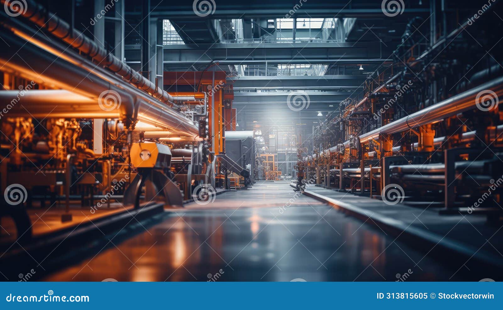 Manufacturing Blurred Industrial Building Interior Stock Illustration ...