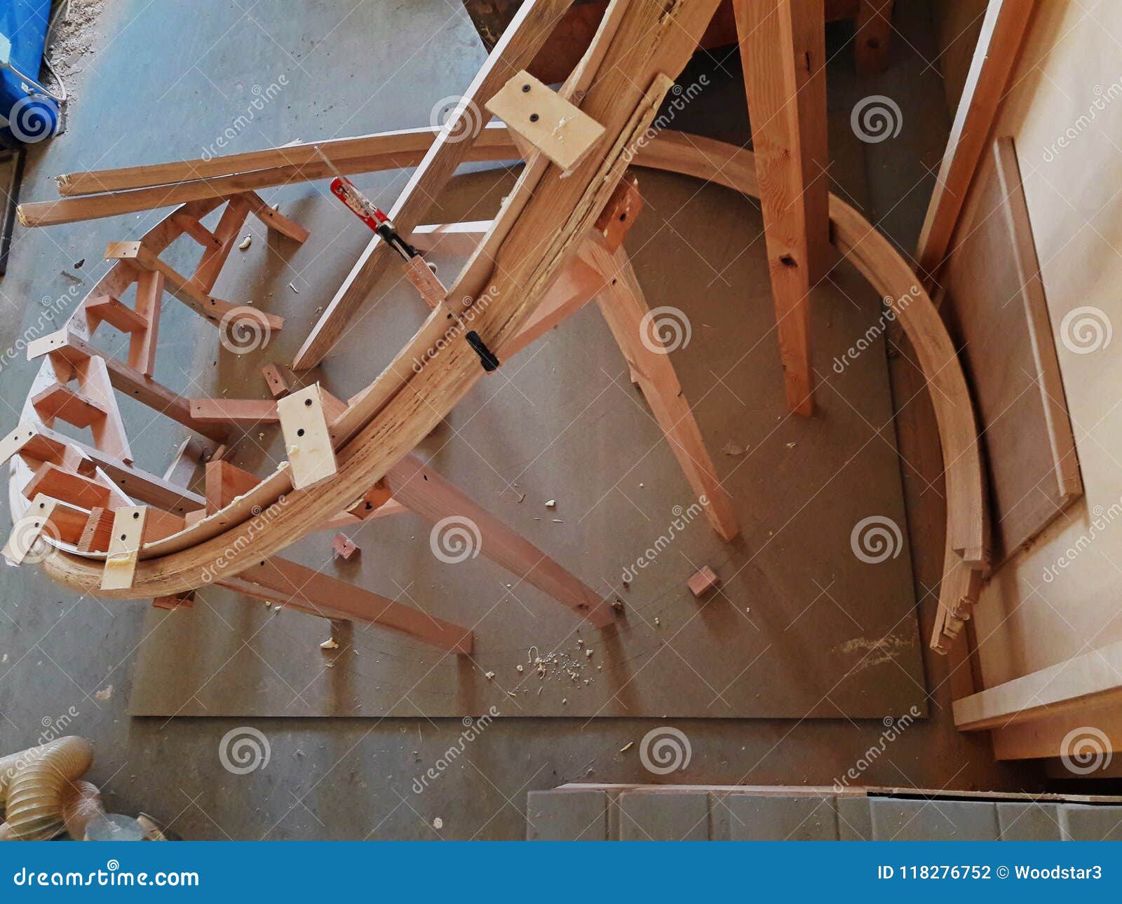 Manufacturing of Curved Handrails. Stock Photo - Image of lamely, glued ...
