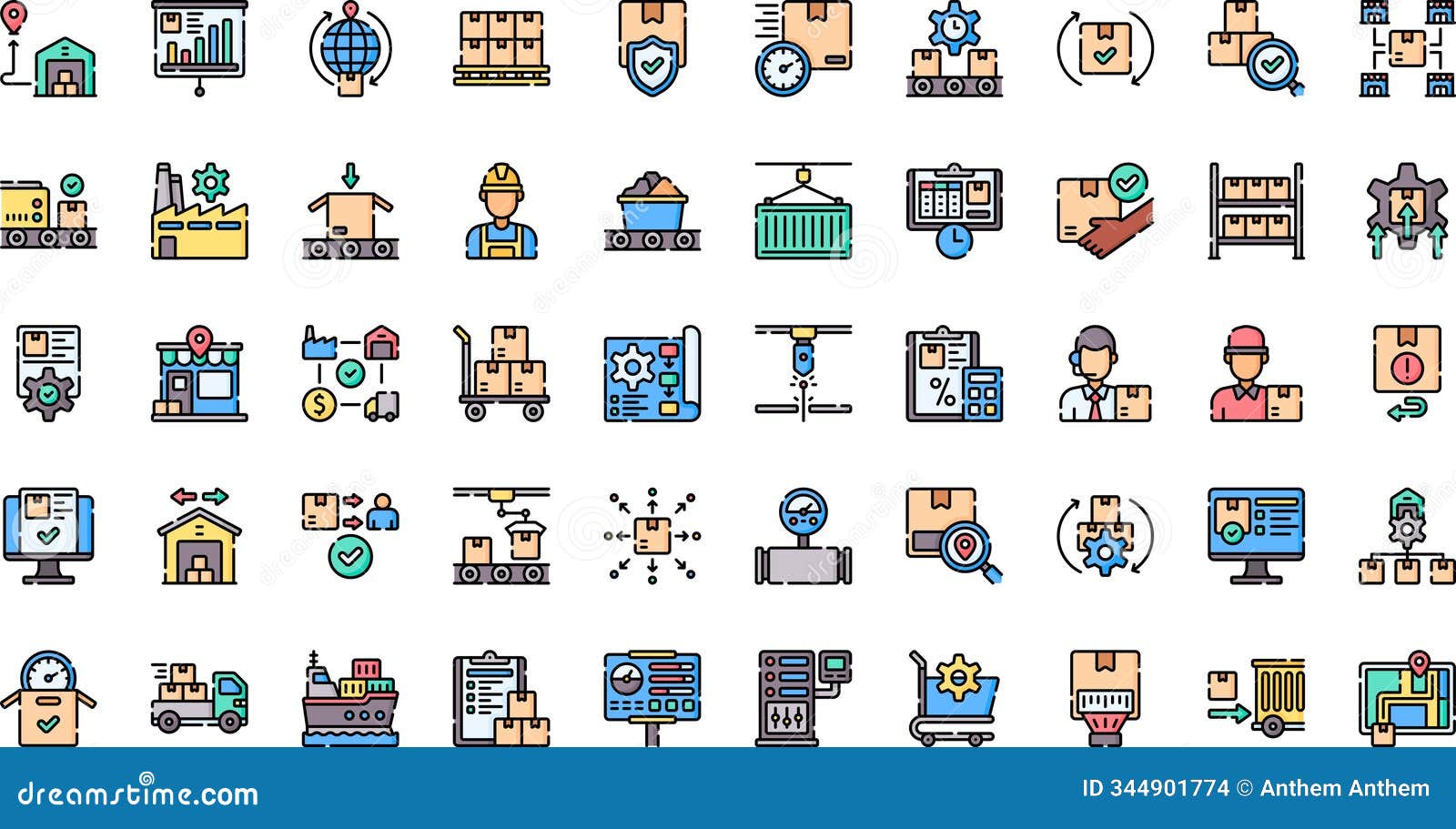 Manufacturing and Distribution Icons High-Quality Vector Icons ...