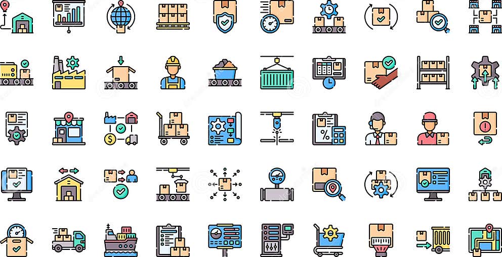 Manufacturing and Distribution Icons High-Quality Vector Icons ...