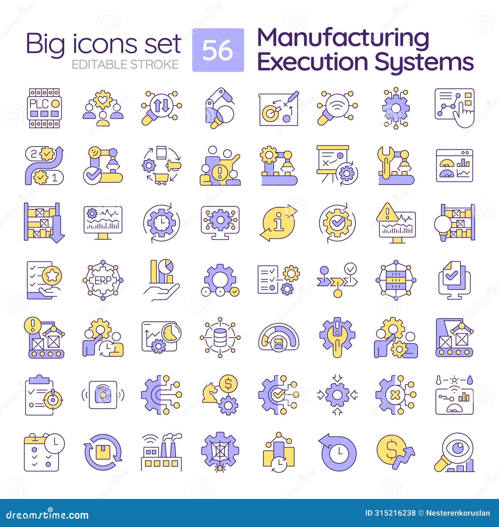 Manufacturing Execution Systems RGB Color Icons Set Stock Illustration ...