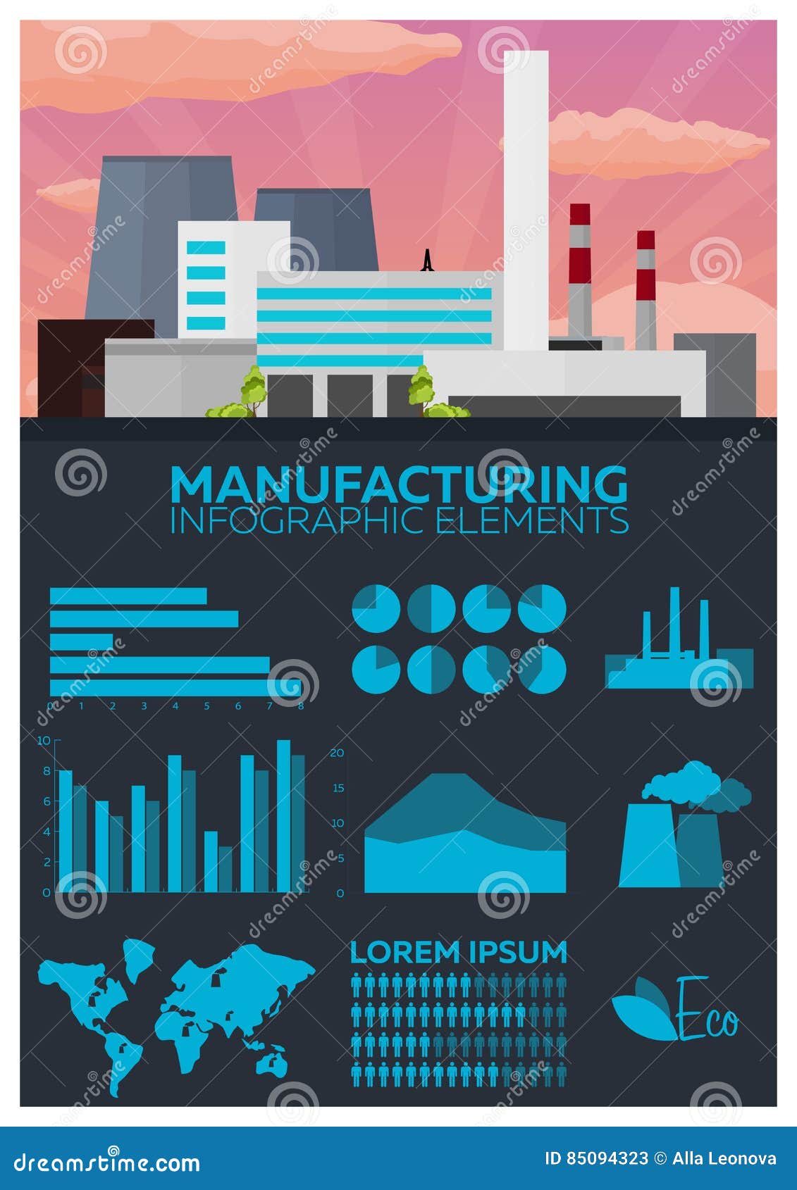 Manufacturing and Industrial Infographics Elements. Vector Flat ...