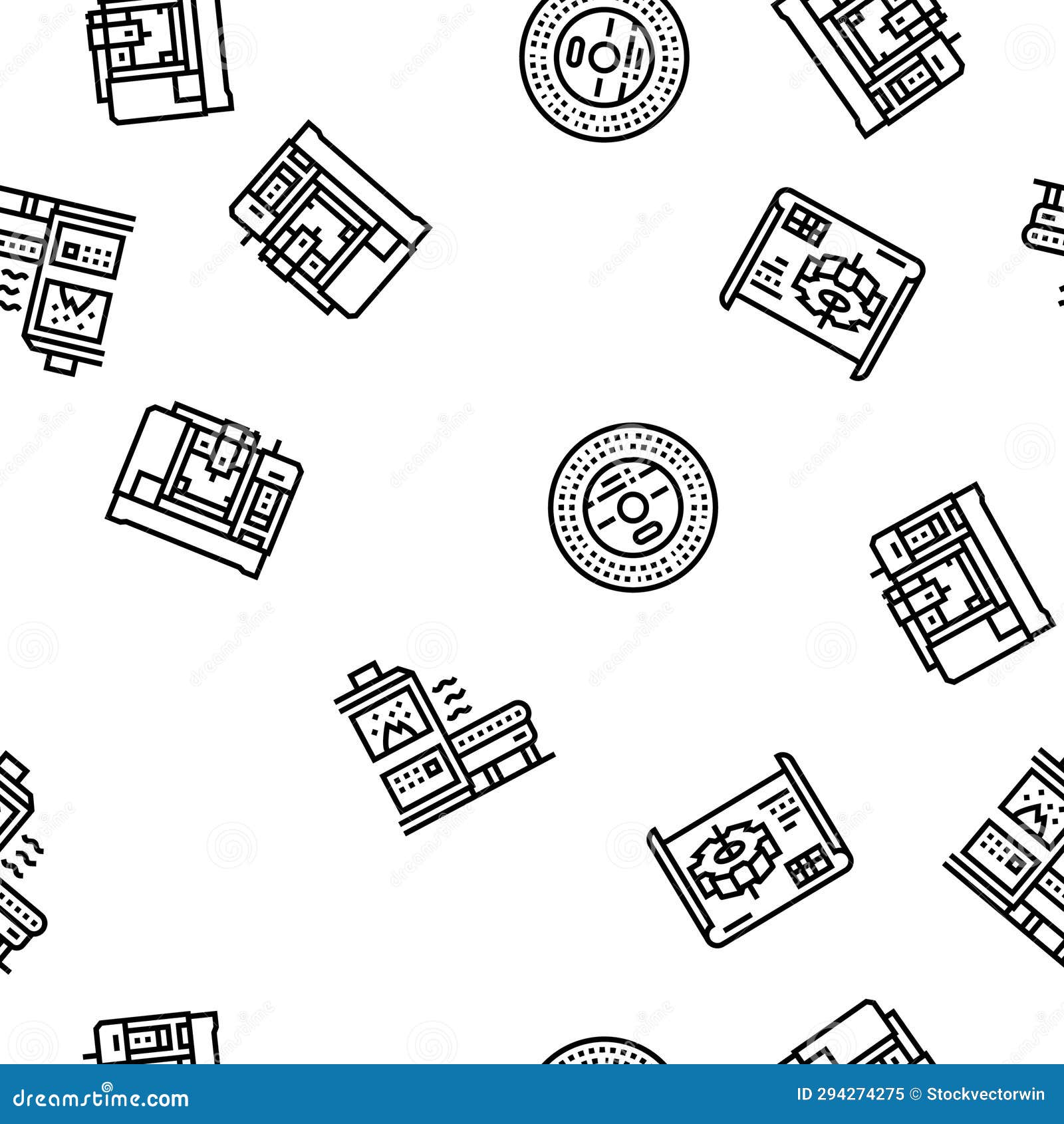 Manufacturing Industry Factory Vector Seamless Pattern Stock Vector ...