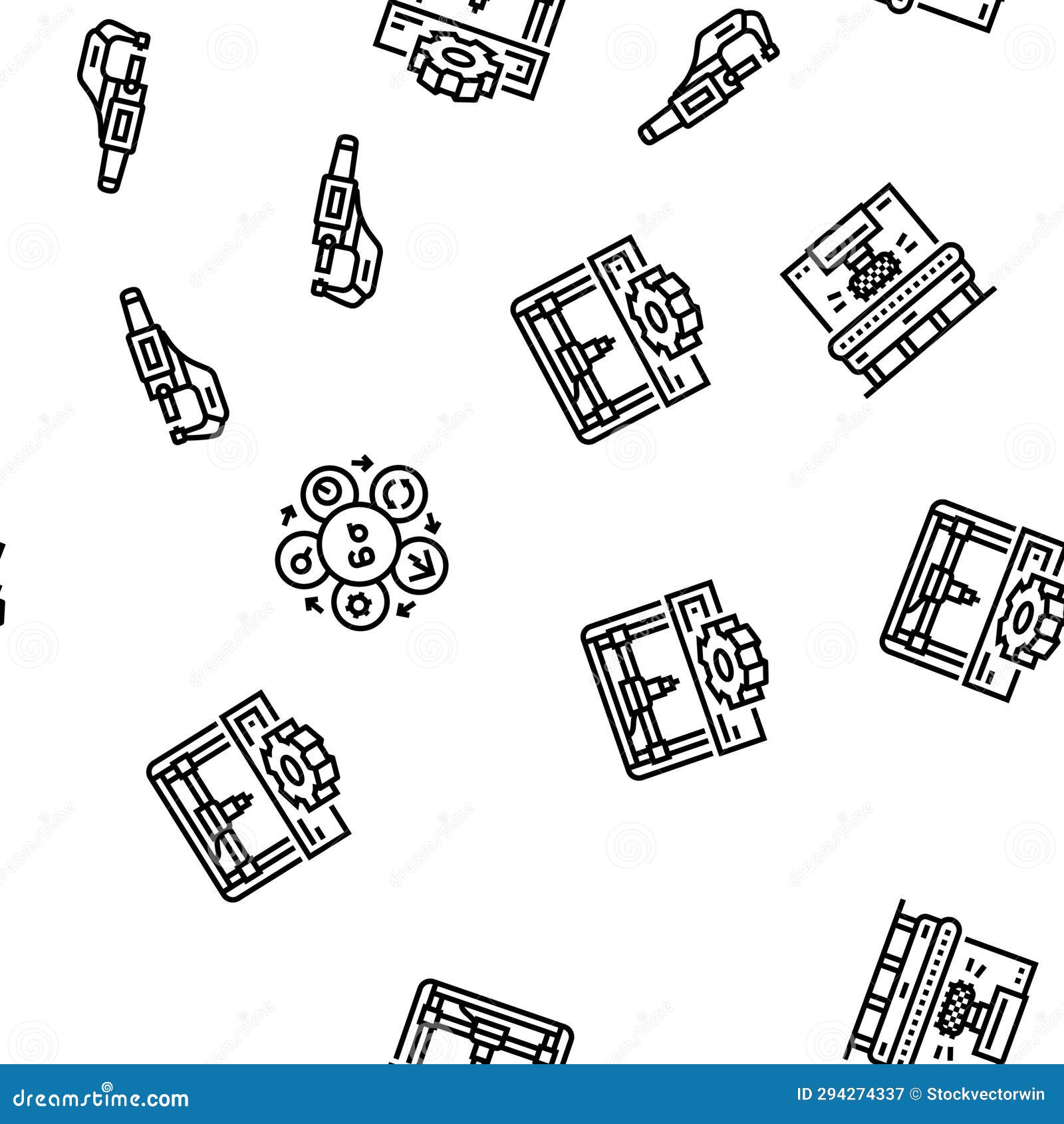 Manufacturing Industry Factory Vector Seamless Pattern Stock ...