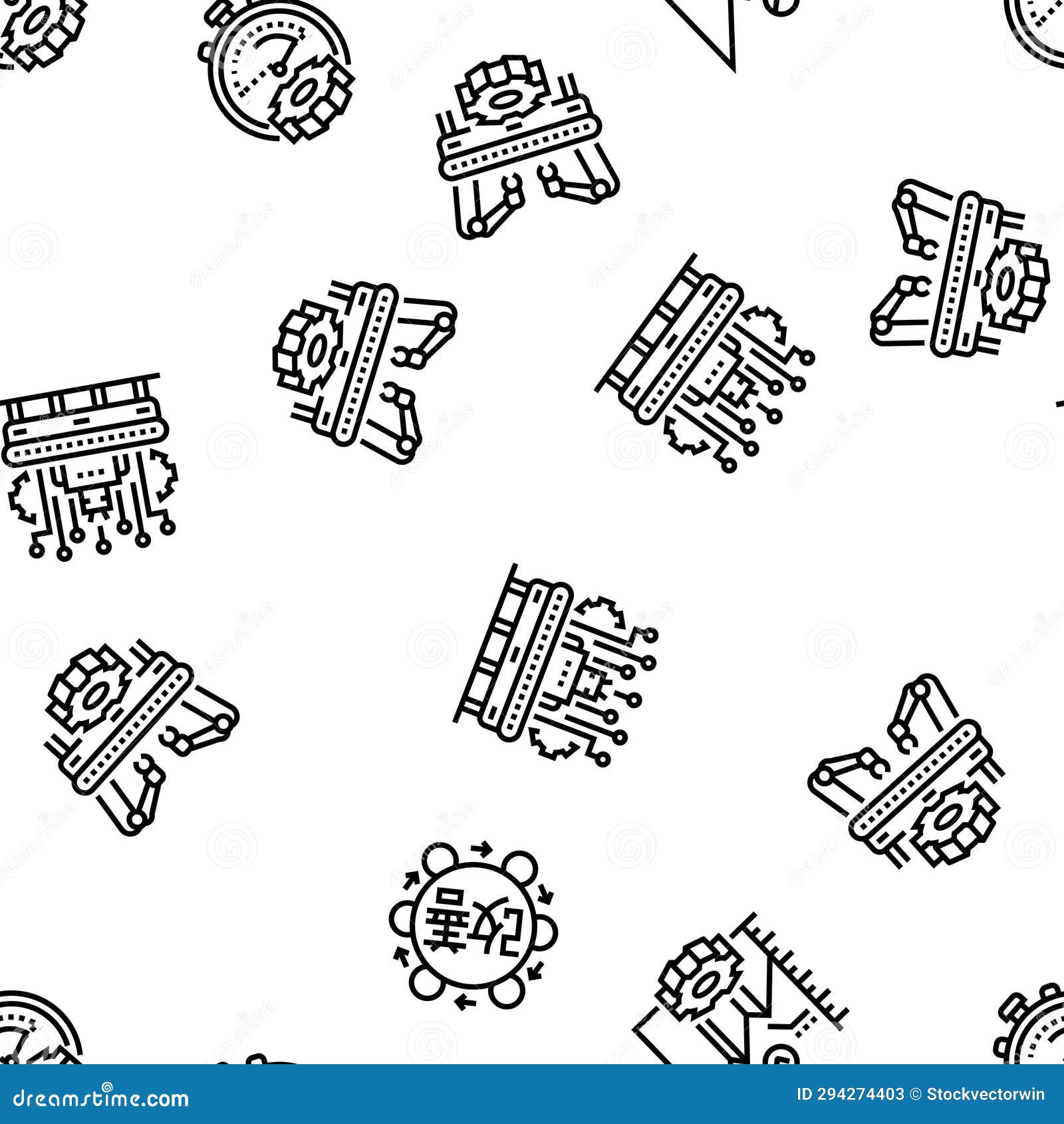 Manufacturing Industry Factory Vector Seamless Pattern Stock ...