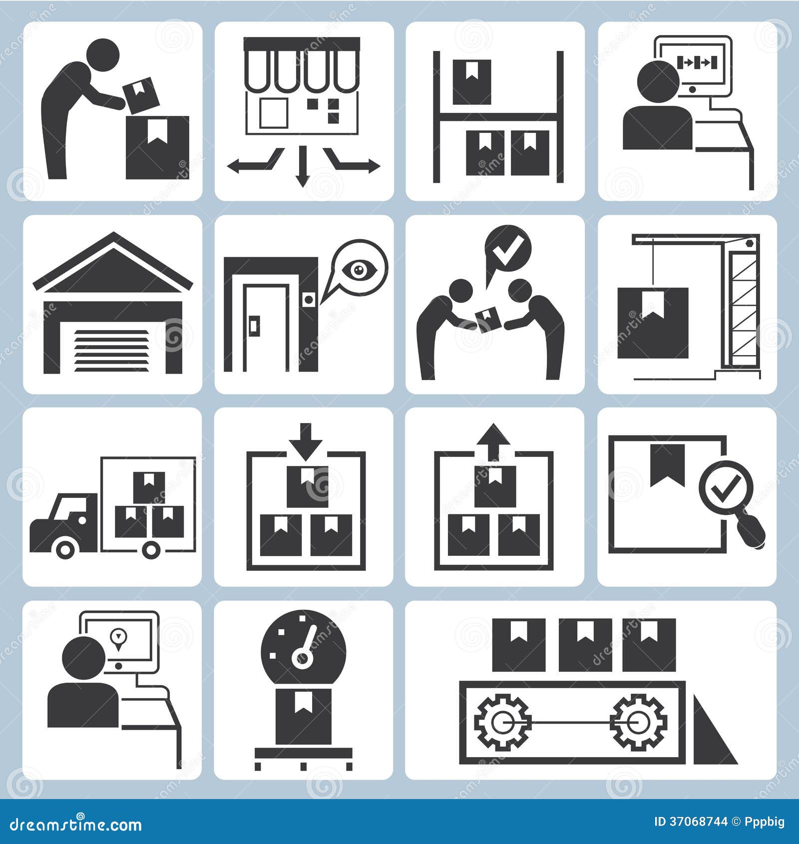 Manufacturing, Industry Icons Stock Illustration - Illustration of ...