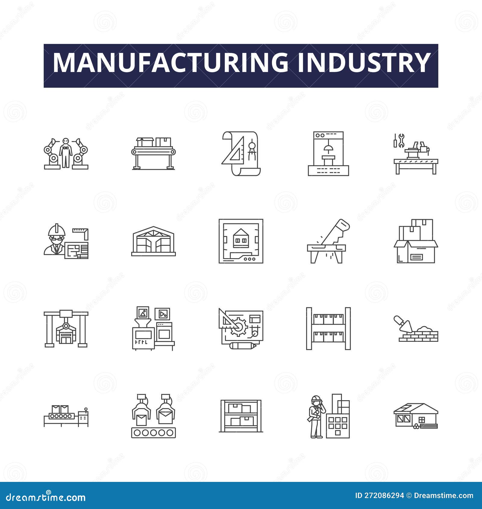 Manufacturing Industry Line Vector Icons and Signs. Industry, Producing ...