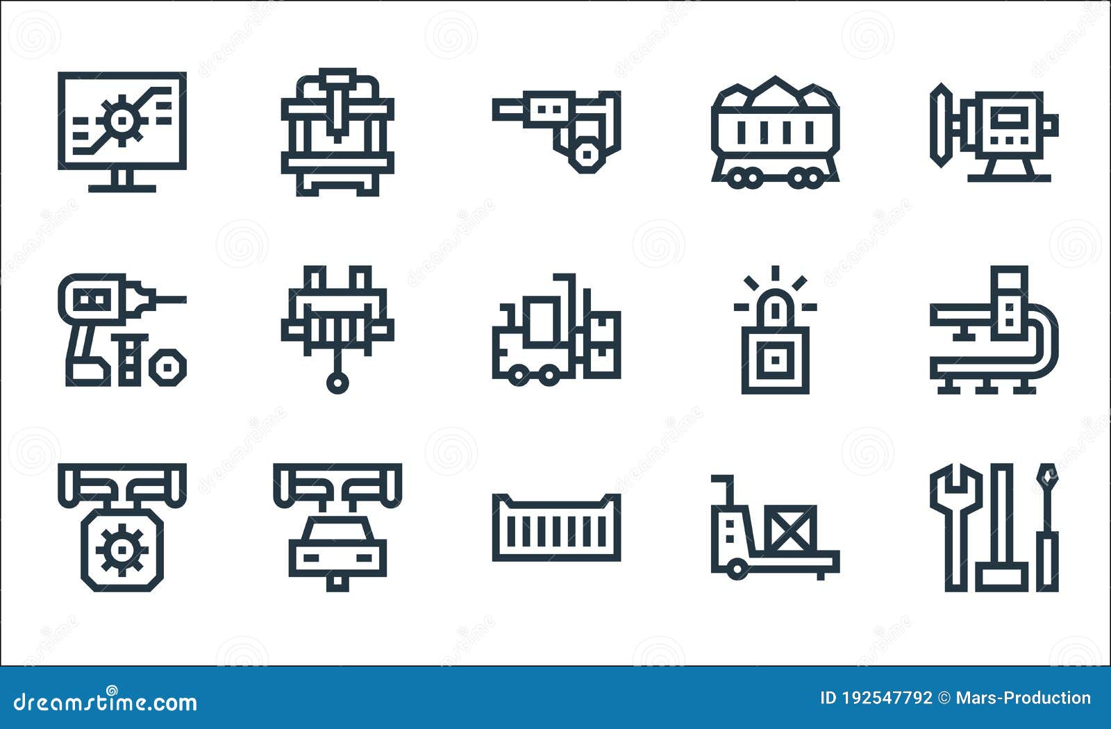 Manufacturing Line Icons. Linear Set Stock Vector - Illustration of ...