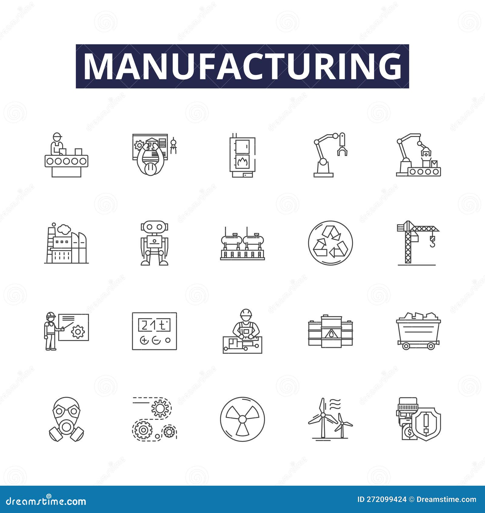 Manufacturing Line Vector Icons and Signs. Producing, Forming ...