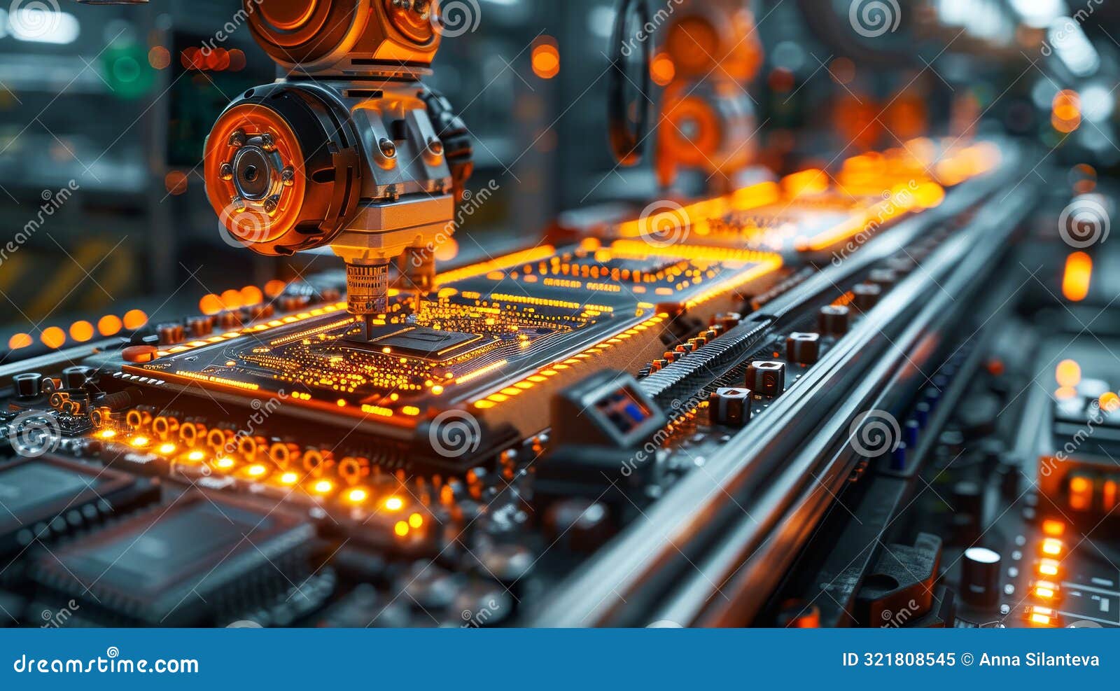 Manufacturing Orange Robots Perform Precision Work on Chip Production ...