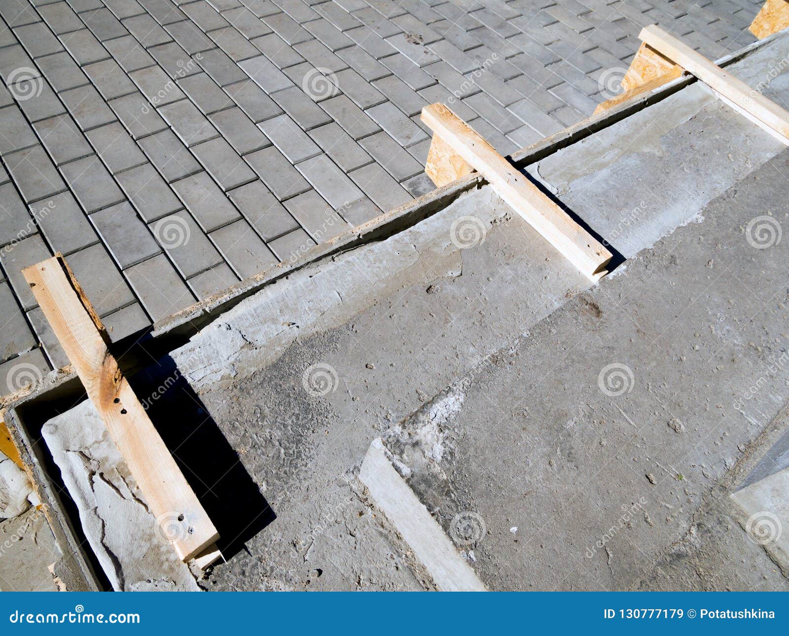 Concreting Steps Using Homemade Formwork Royalty-Free Stock Photography ...