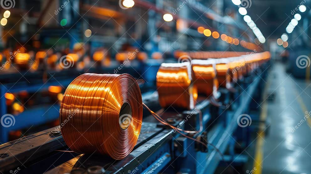 Manufacturing Process of Copper Wire Coils in Factory Stock ...