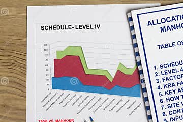 Manufacturing Schedule with Bar Chart Stock Photo - Image of index ...