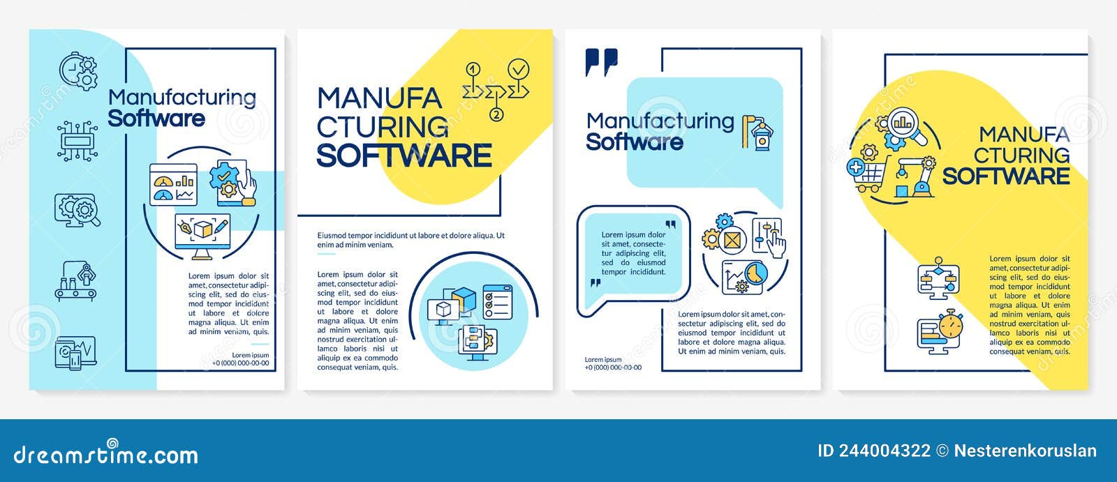 Manufacturing Software Blue, Yellow Brochure Template Stock Vector ...