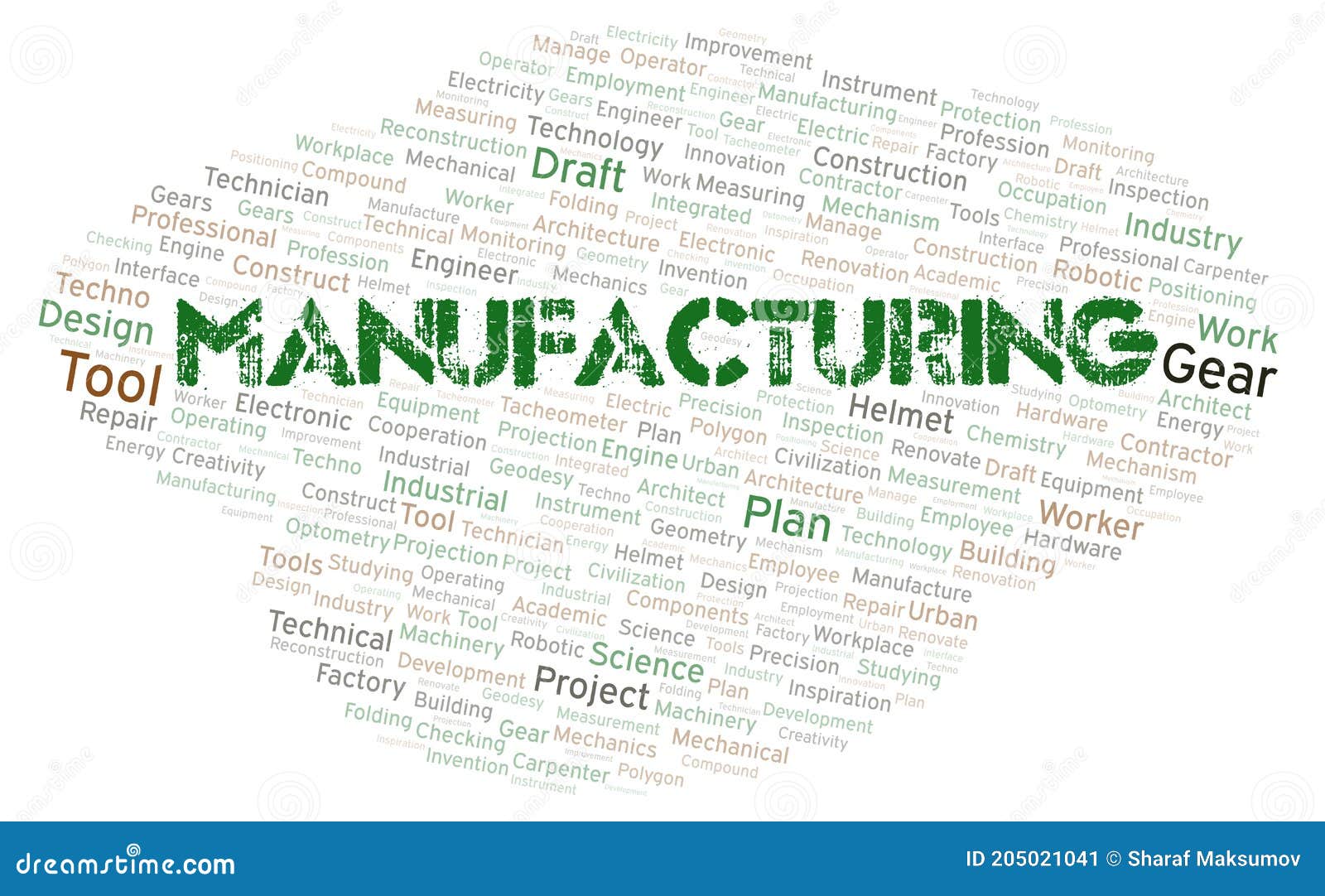 Manufacturing Typography Word Cloud Create with the Text only Stock ...