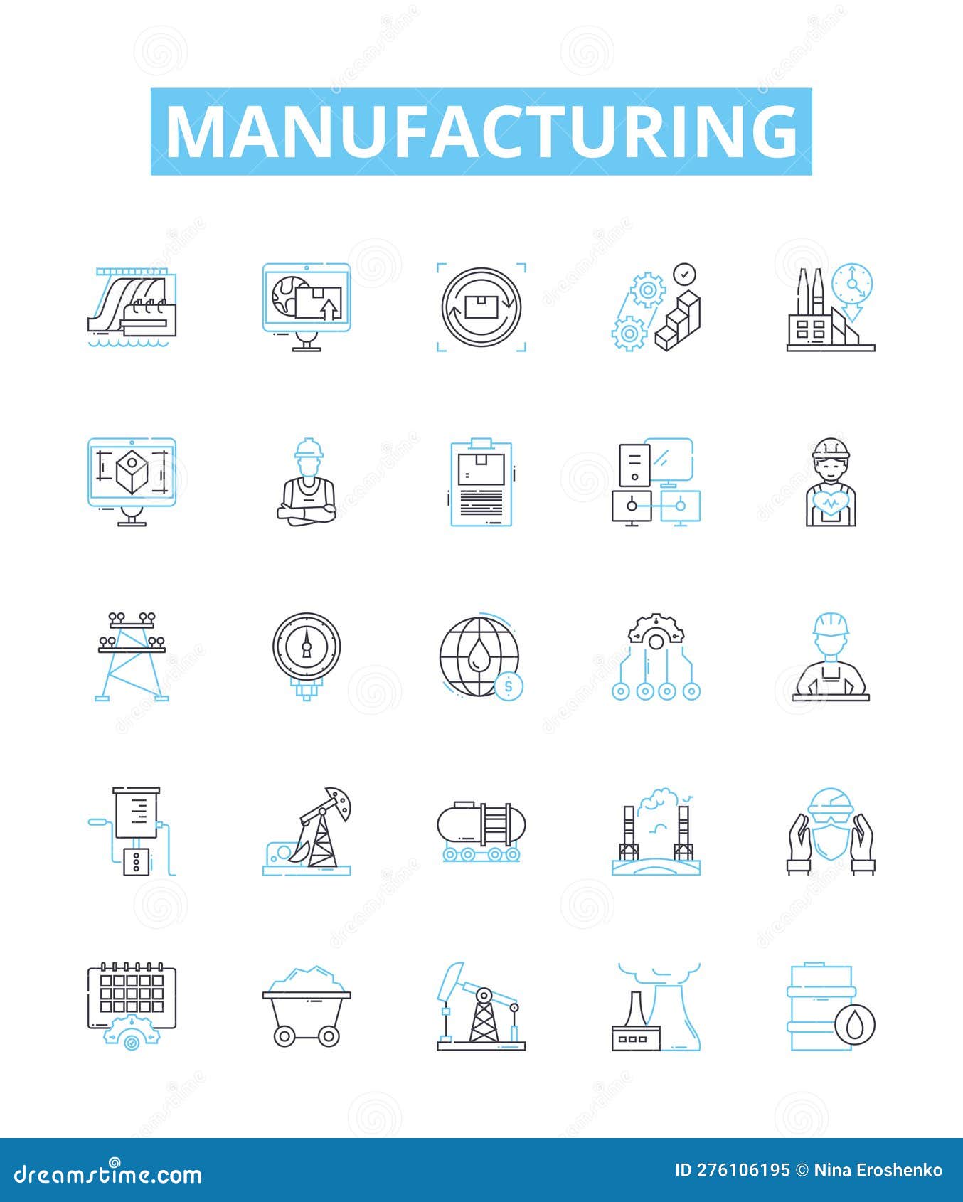Manufacturing Vector Line Icons Set. Manufacturing, Production ...