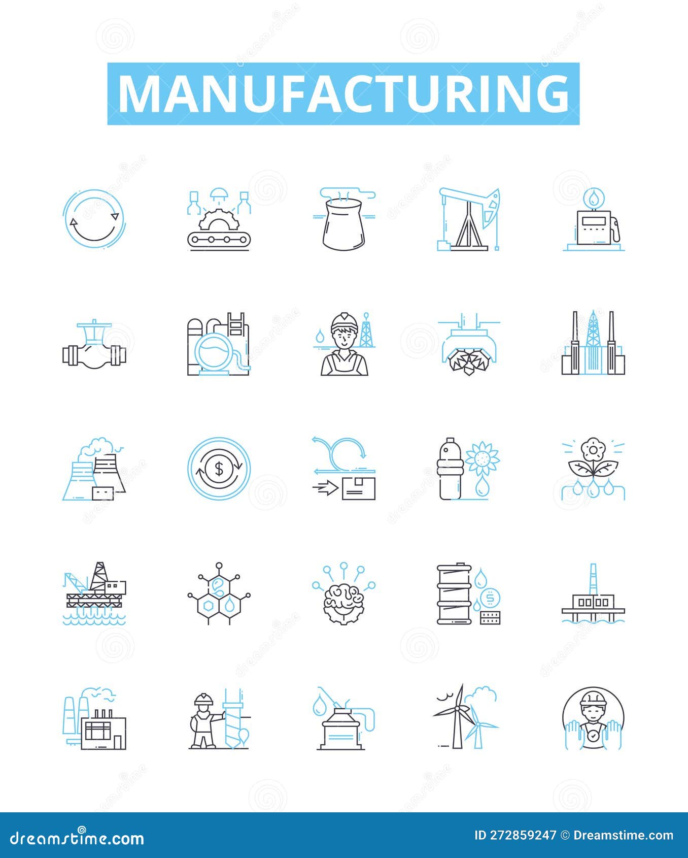 Manufacturing Vector Line Icons Set. Manufacturing, Production ...