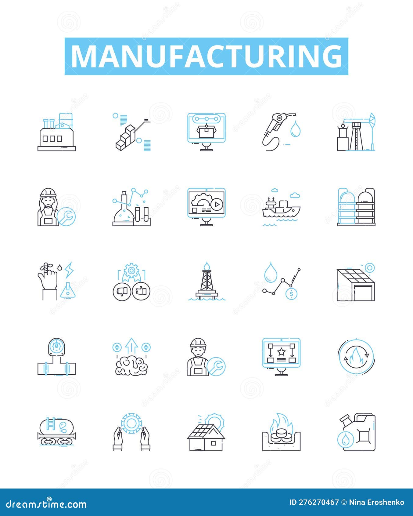 Manufacturing Vector Line Icons Set. Manufacturing, Production ...