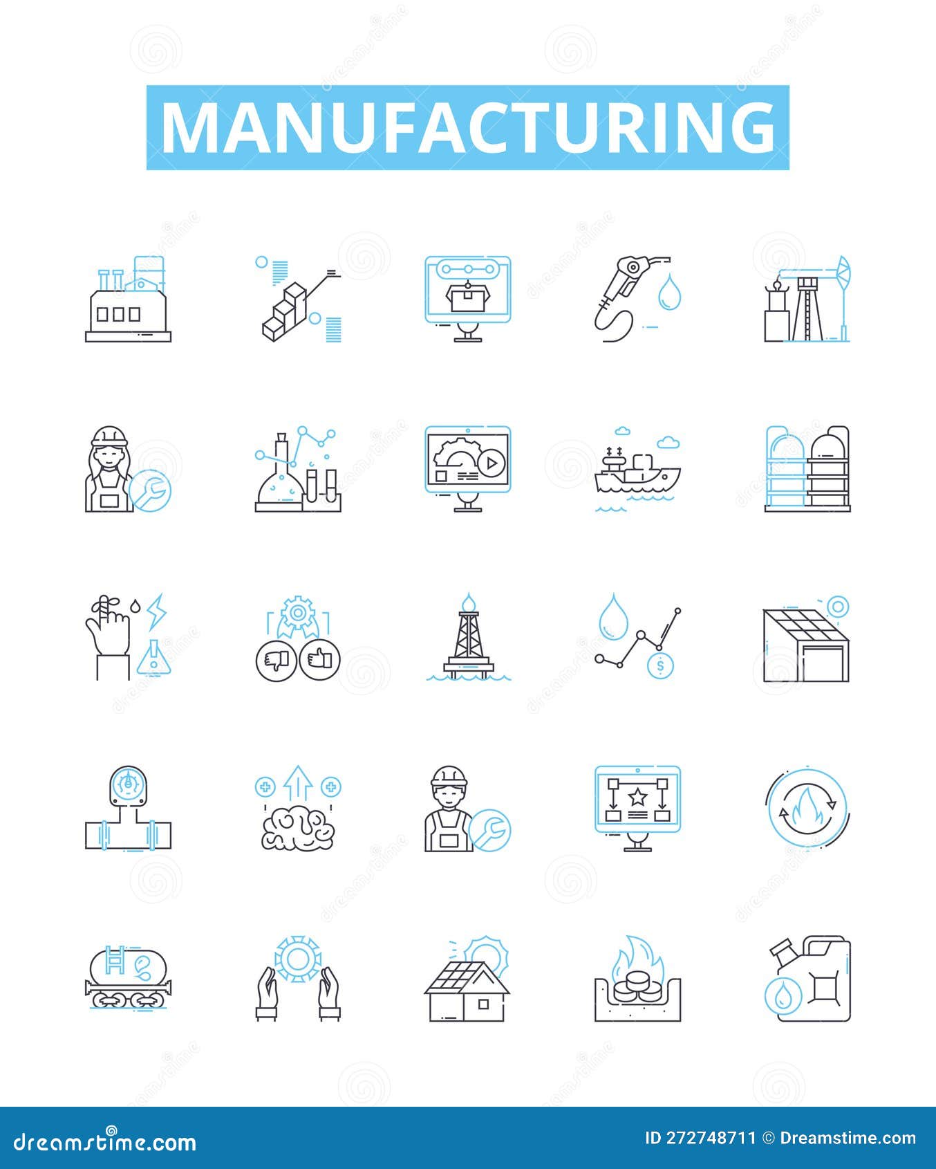 Manufacturing Vector Line Icons Set. Manufacturing, Production ...