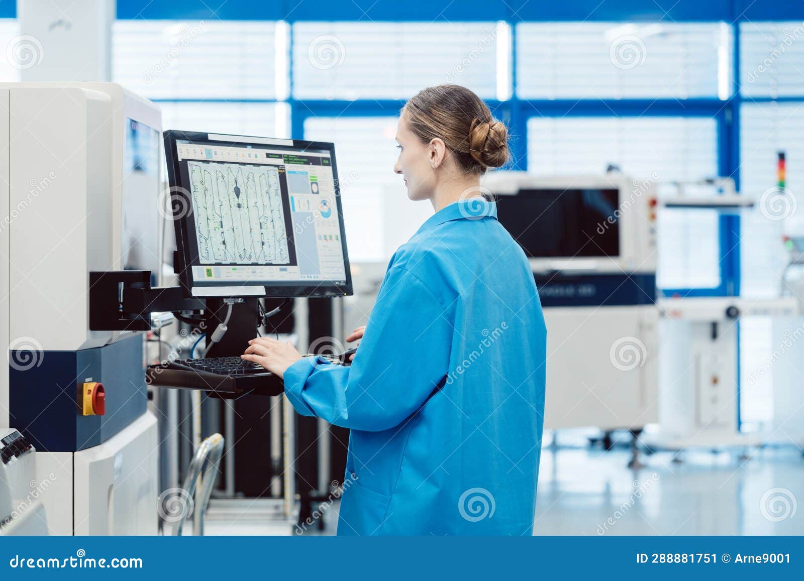 Manufacturing Worker Checking Data of Assembly Line on Screen Stock ...