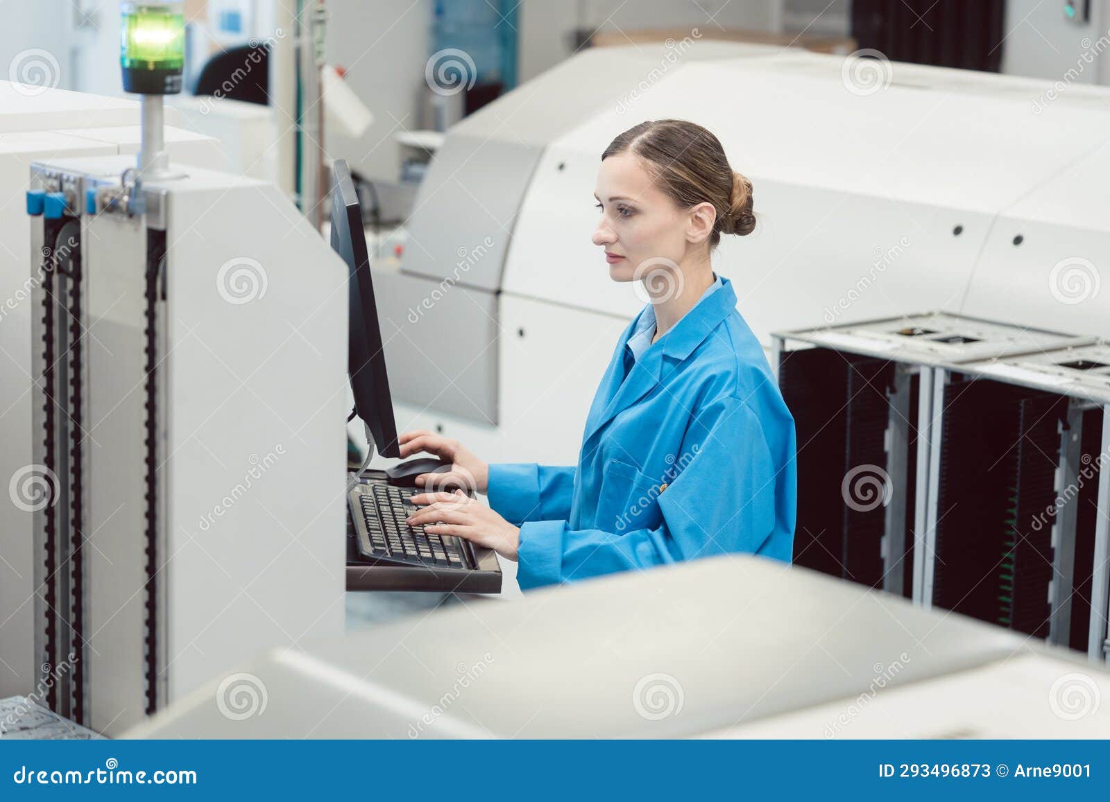 Manufacturing Worker Checking Data of Assembly Line on Screen Stock ...