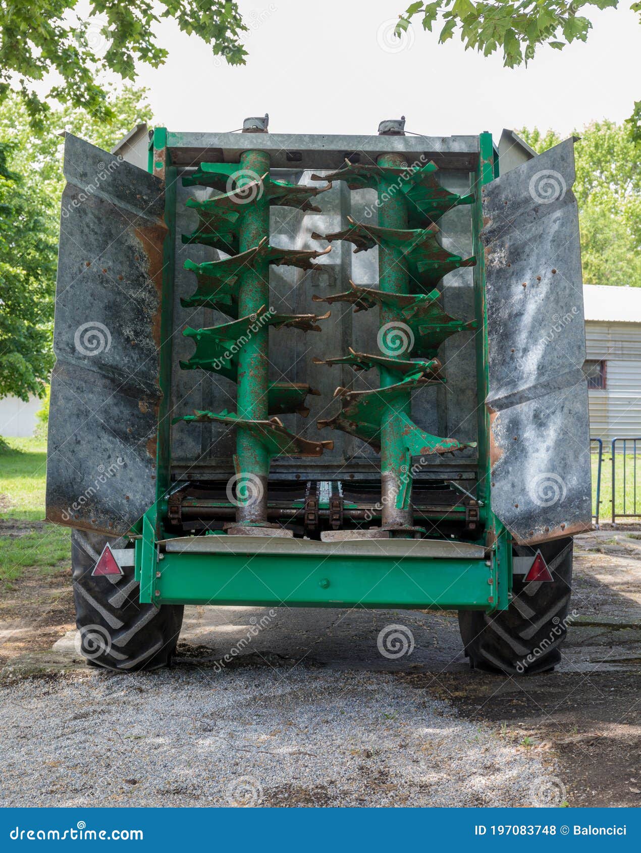 Manure Spreader Trailer End Stock Photo - Image of metal, transport ...