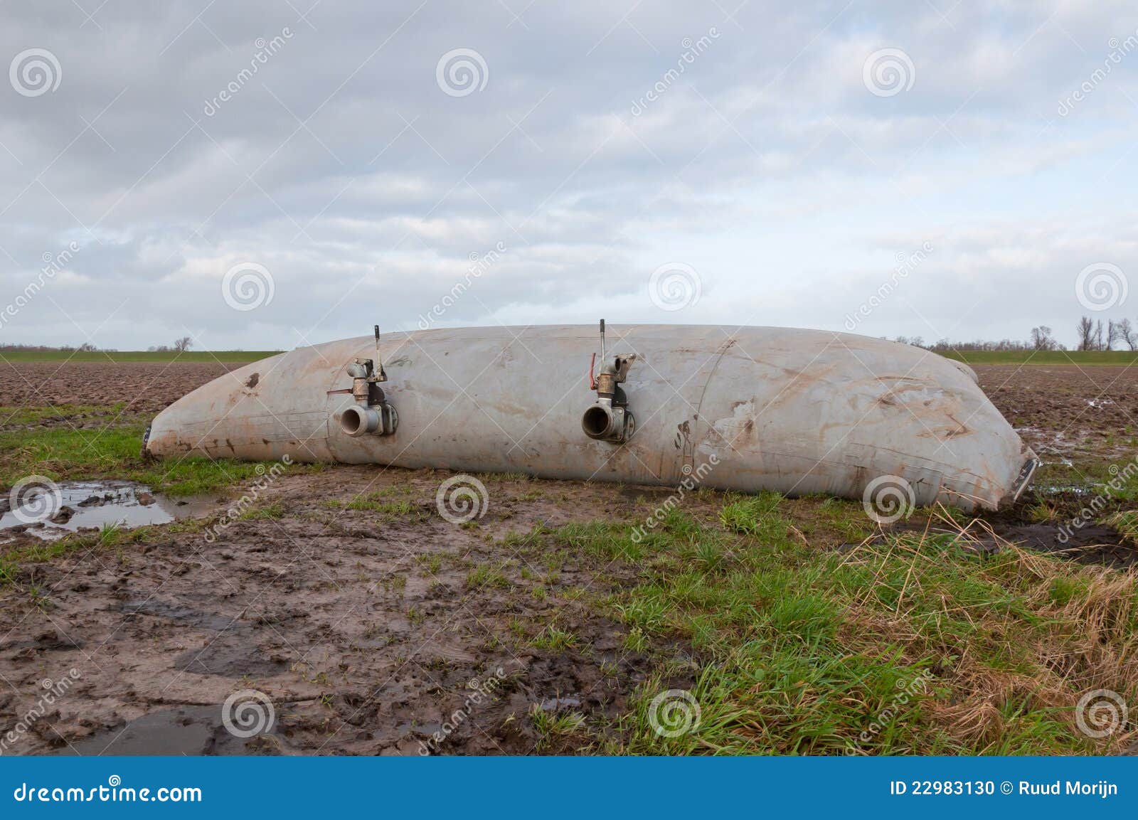 Manure Storage in a Flexible Tank Stock Photo - Image of field, plastic ...
