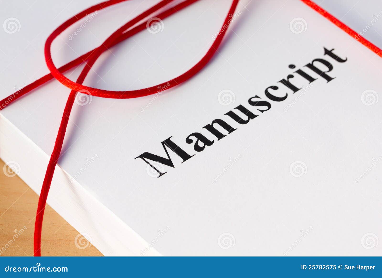Manuscript from Author with Red Twine Closeup Stock Image - Image of ...