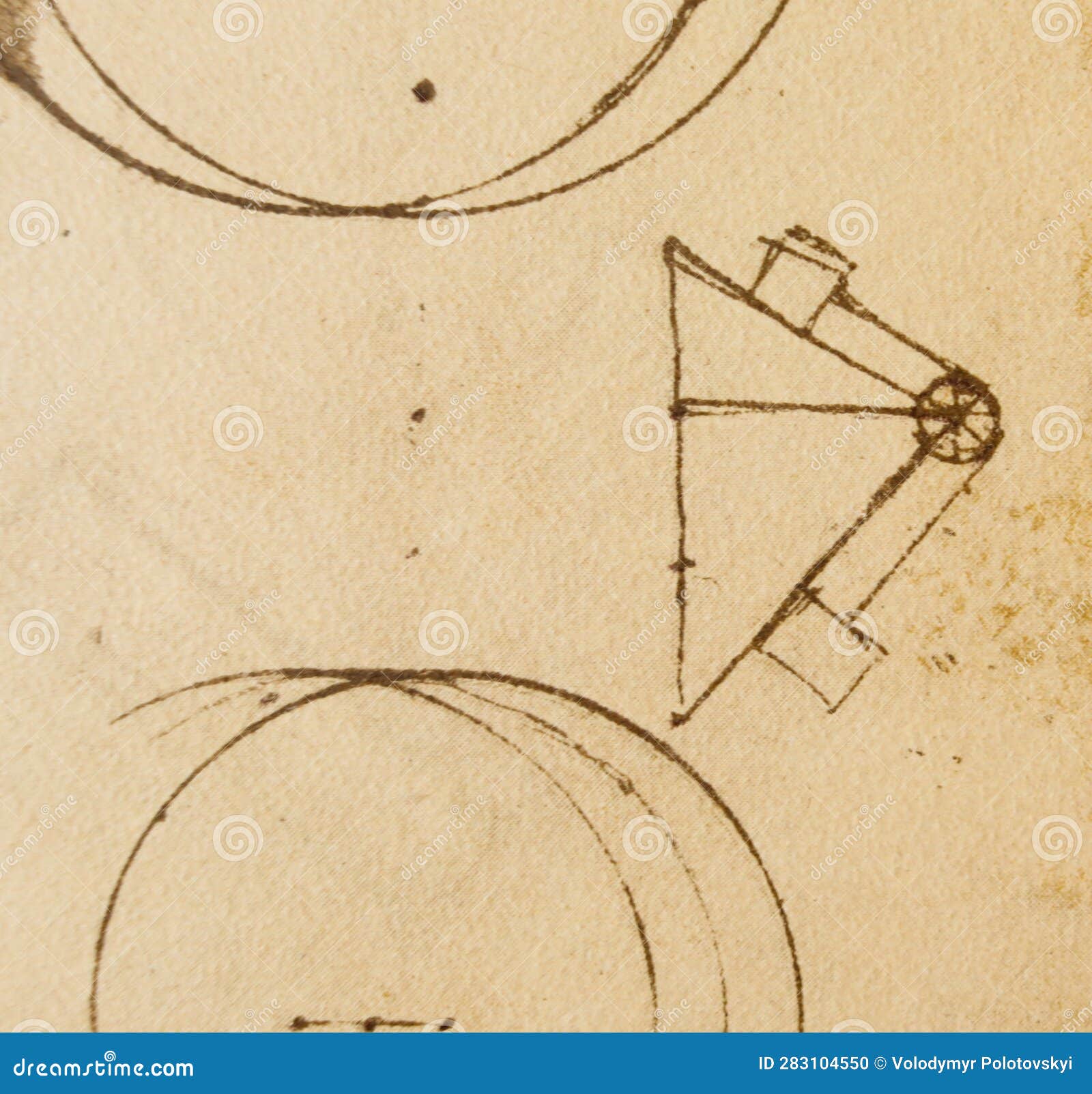Manuscript, Blueprints, Ring, Triangle by Leonardo Da Vinci in the Old ...