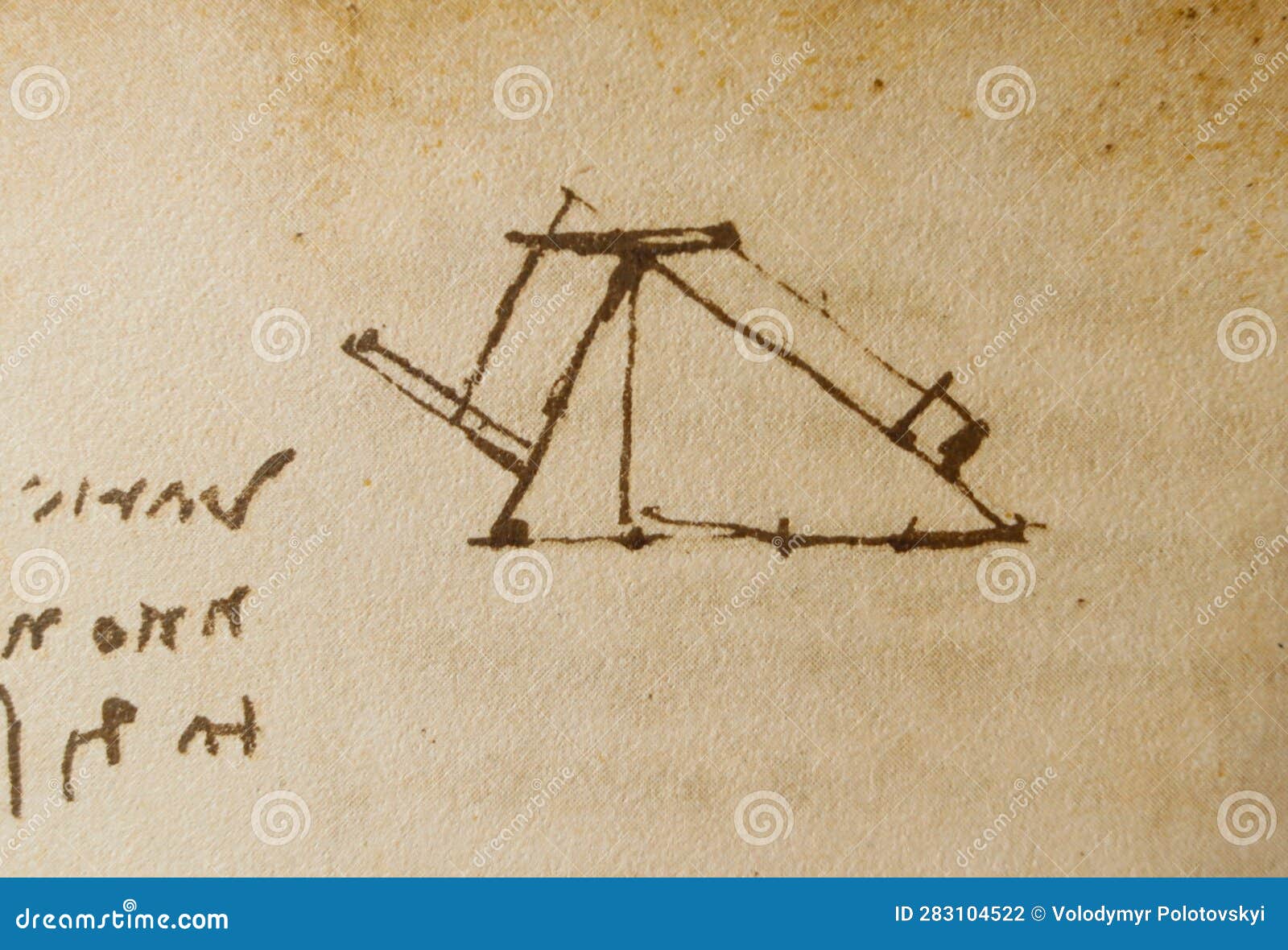 Manuscript, Drawings, Blueprints, Triangle by Leonardo Da Vinci in the ...