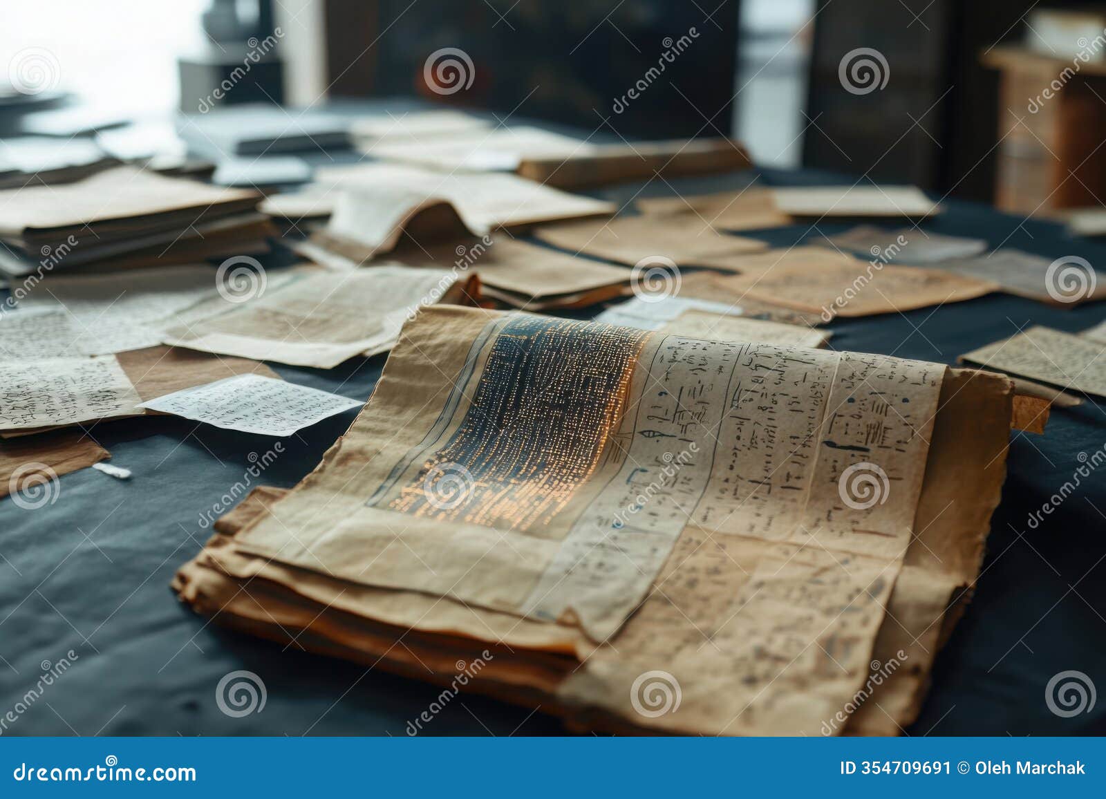 Manuscripts Spread Out on a Table Showcasing Handwritten Notes and ...