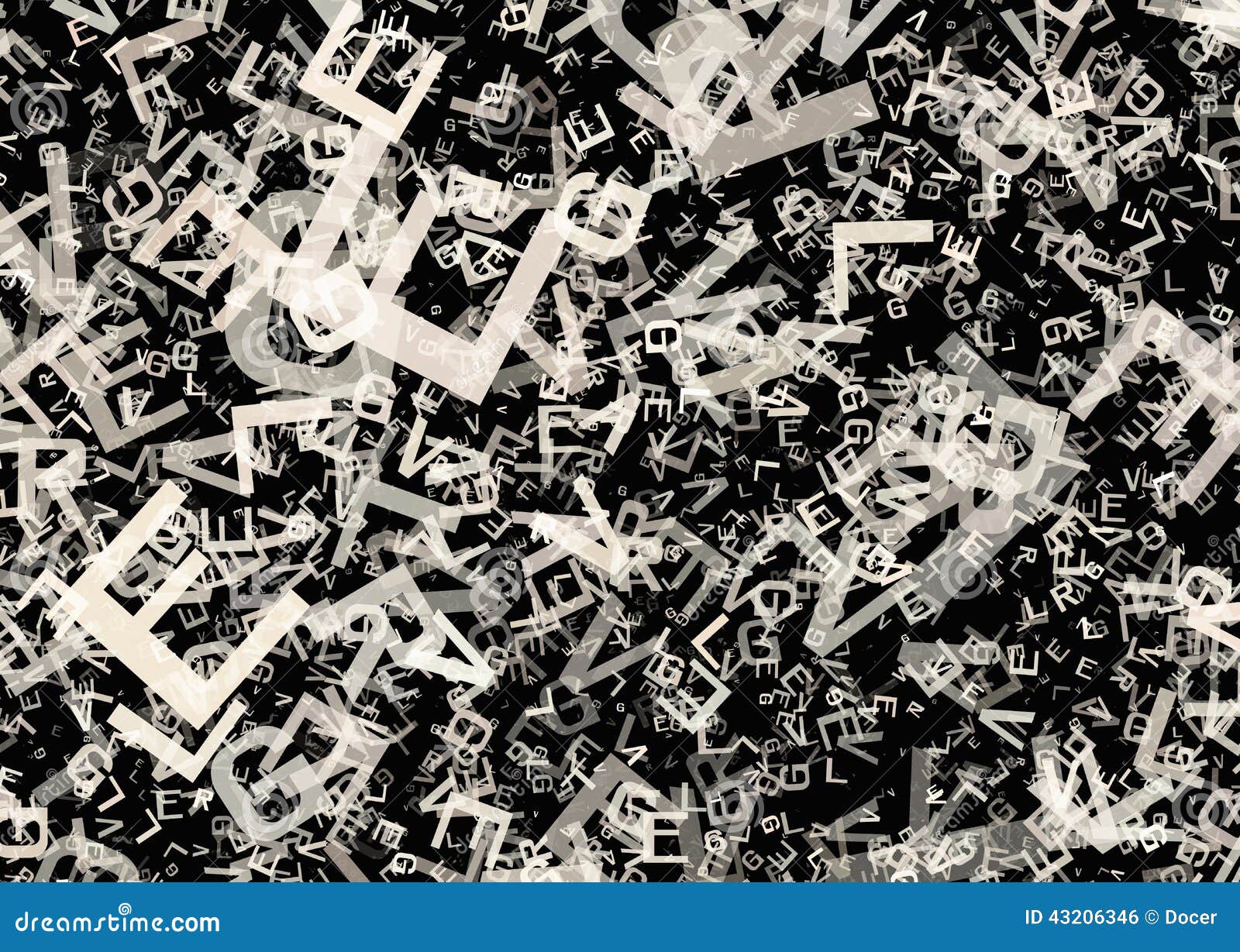 Many Abstract Chaotic Grey Alphabet Letters Stock Illustration ...