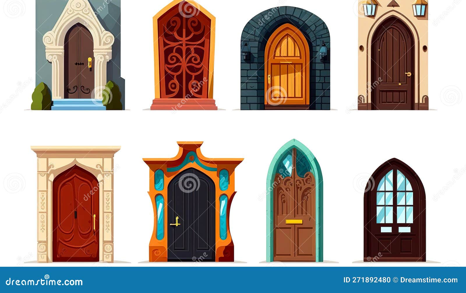 Many Abstract Colourful Doors. Generative AI Stock Photo - Image of ...