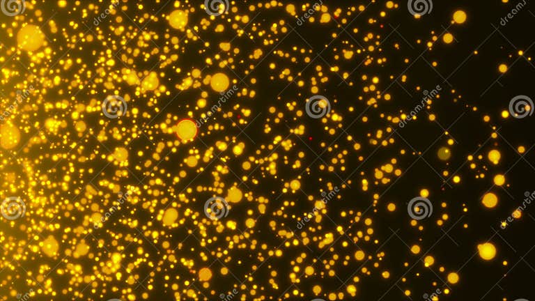 Many Abstract Small Gold Particles in Space, Computer Generated ...