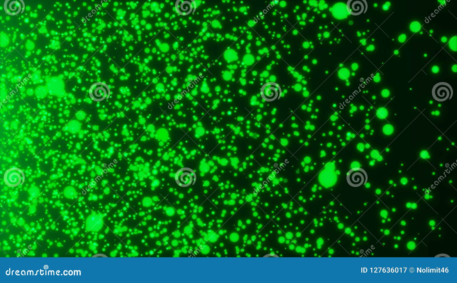 Many Abstract Small Green Particles in Space, Computer Generated ...