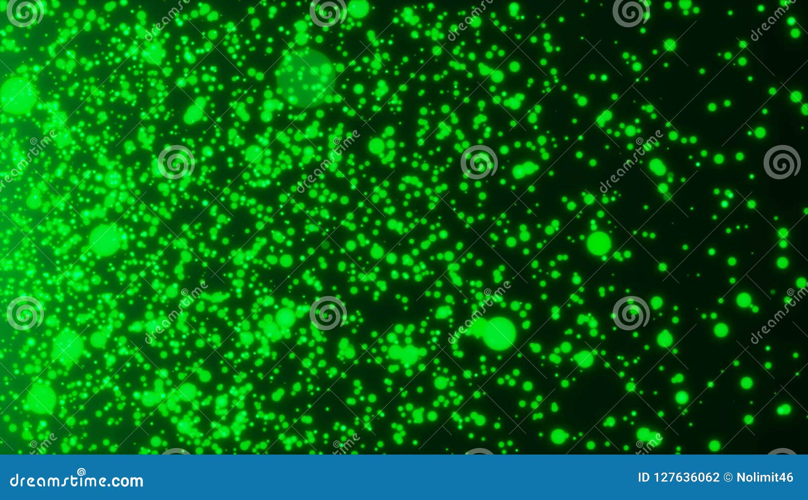 Many Abstract Small Green Particles in Space, Computer Generated ...