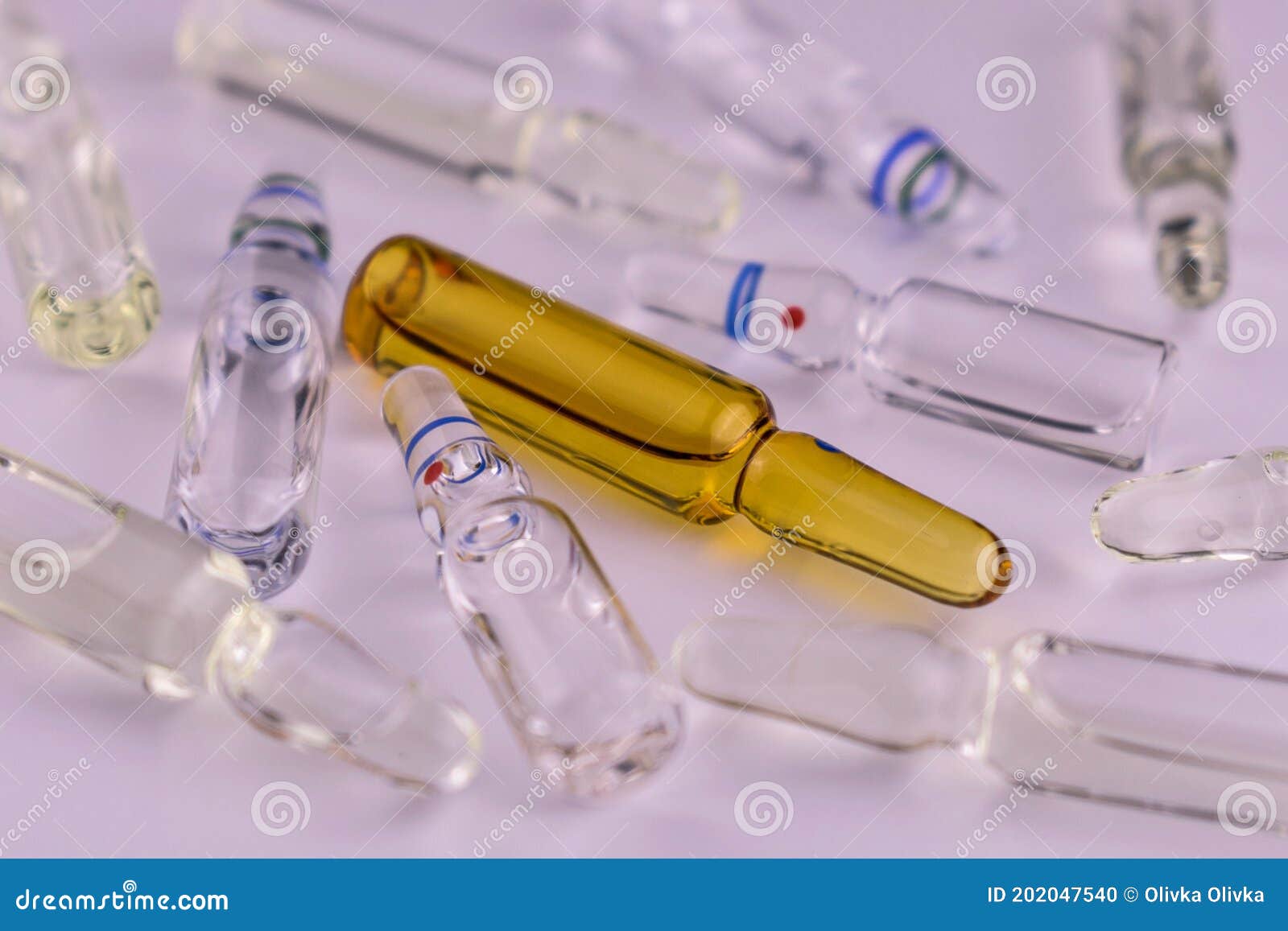 Many Ampoules for Injection on a White Background. Medical Background ...