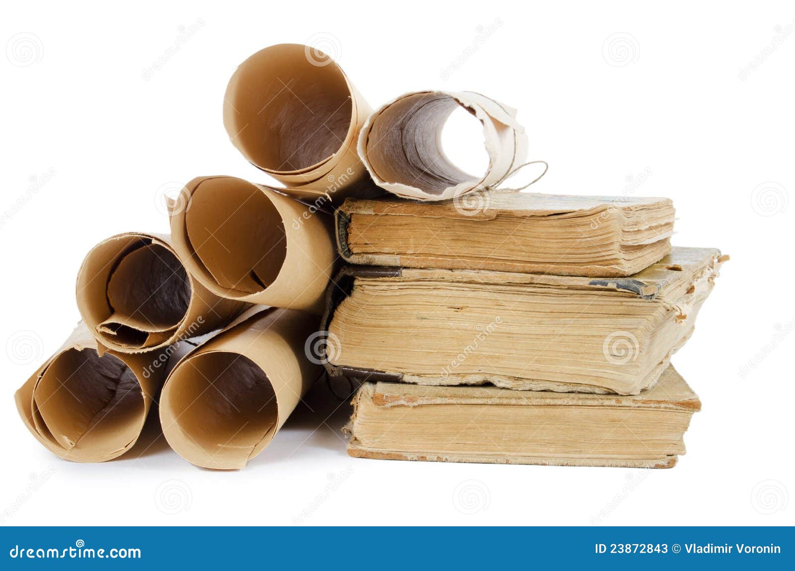 Many Ancient Scrolls And Old Books Stock Image - Image of hardcover ...